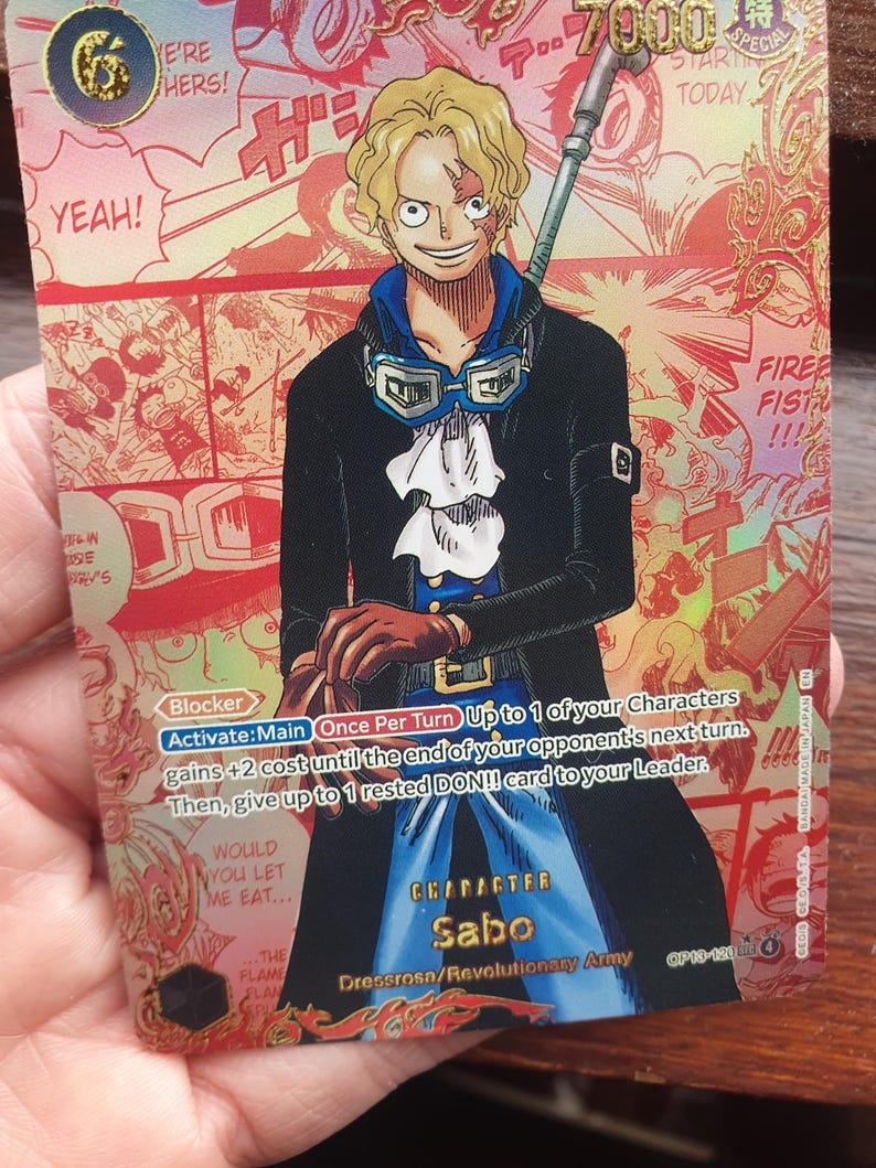 Sabo Anime Holo Card – One Piece Style Custom Collectible Display Gift ...