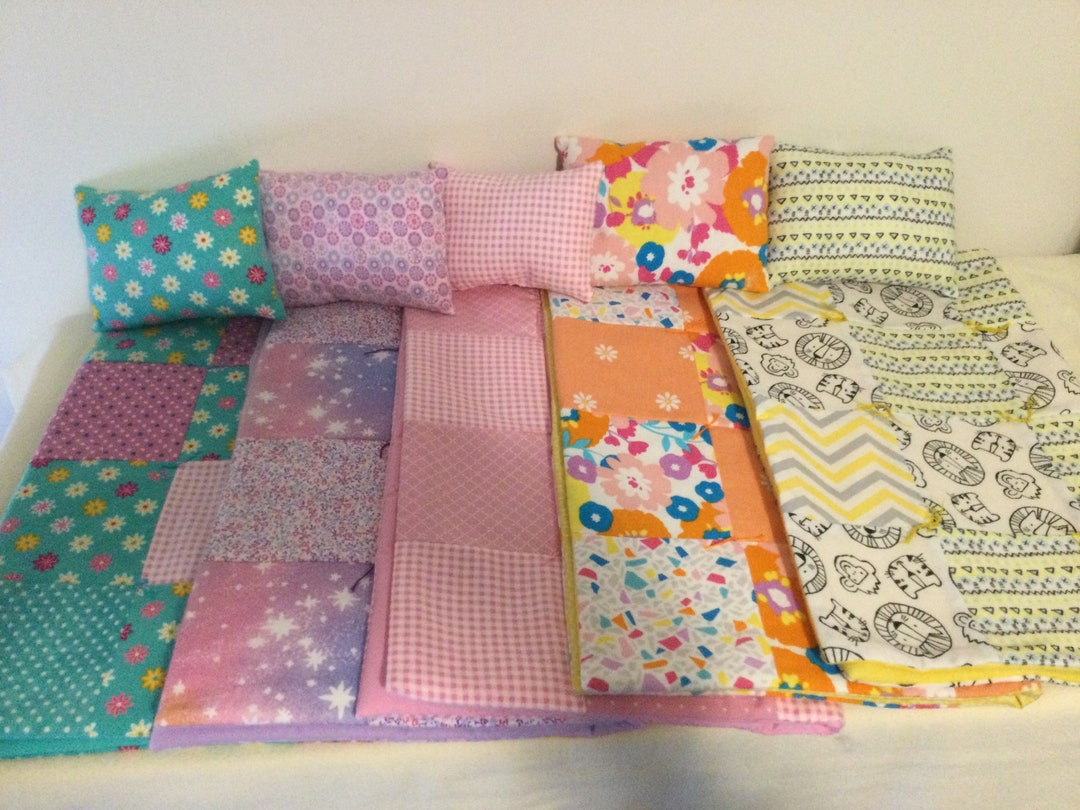 Doll Blanket and Pillow Set, Made to Fit Over Dolls up to 18 Inches ...