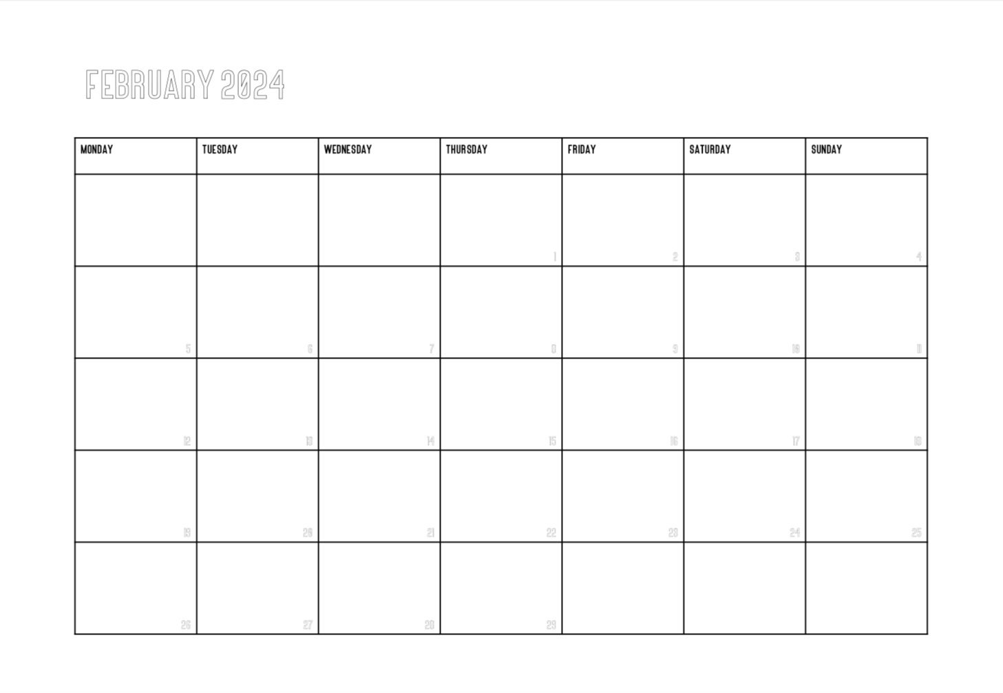 Printable 2024 Calendar, Month a Page, Monday Start Pdf - Etsy