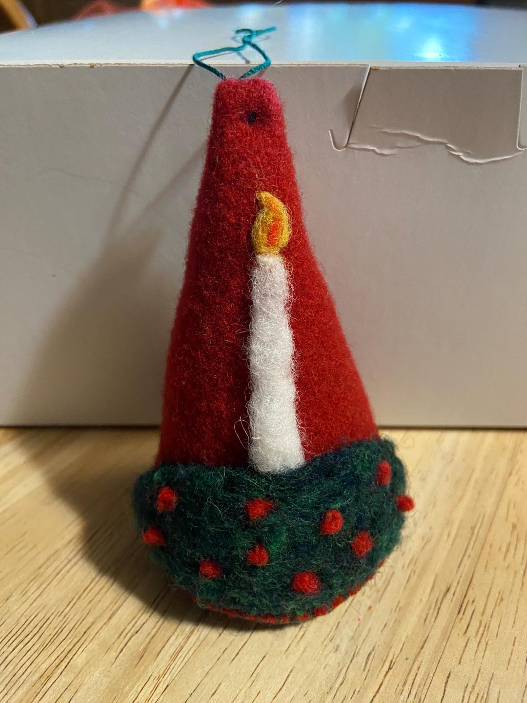 Needle Felted Candle on Cone Shaped Christmas Ornament - Etsy