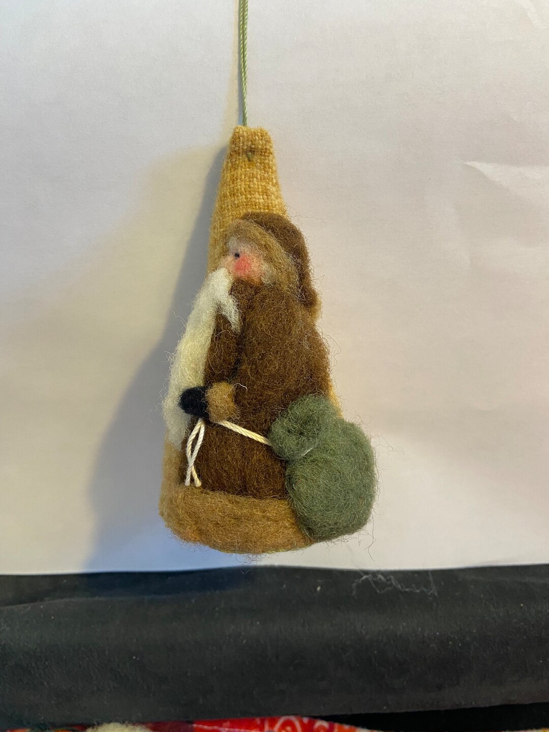 Needle Felted Santa on Cone Shaped Christmas Ornament - Etsy