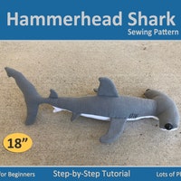 Sharks Plush Animal Sewing Pattern .pdf Tutorial Hammerhead Whale Shark ...