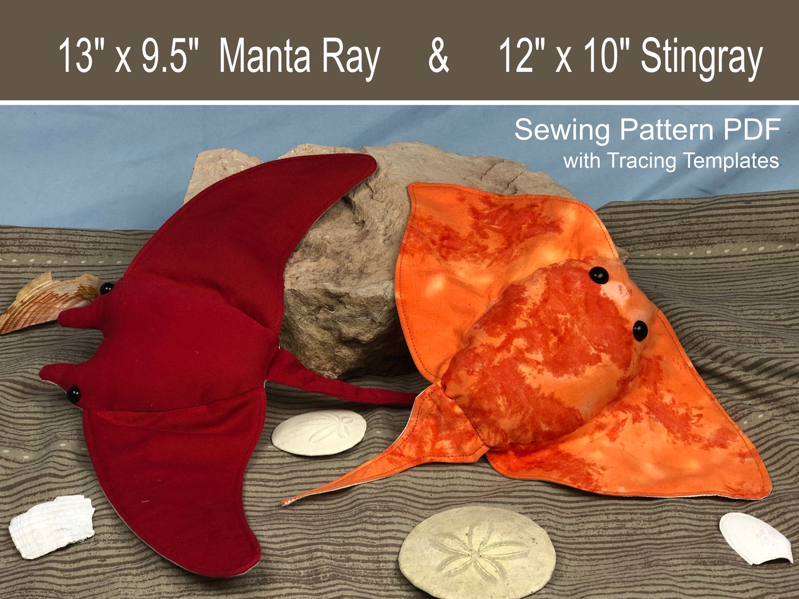 Manta Ray and Stingray Sewing Pattern PDF With Tracing Templates in 2 ...
