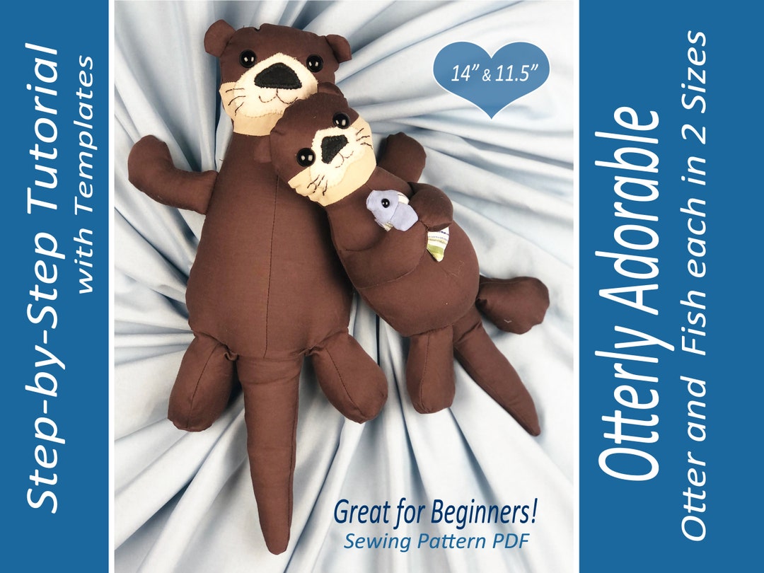 Otter Sewing Pattern PDF With Templates Mother and Pup Otter and Fish ...