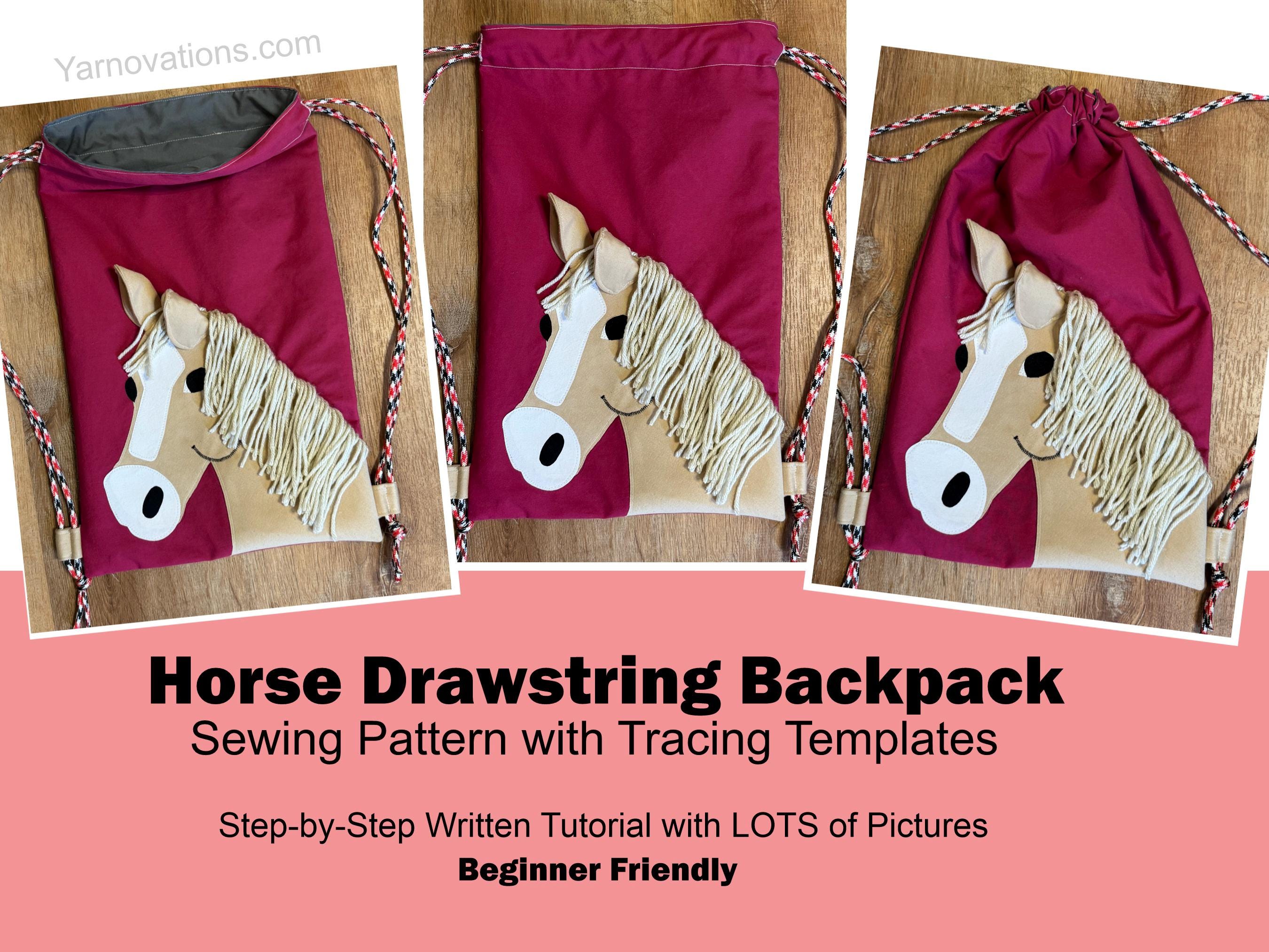 Horse Drawstring Backpack Sewing Pattern With Tracing Templates - Bag ...