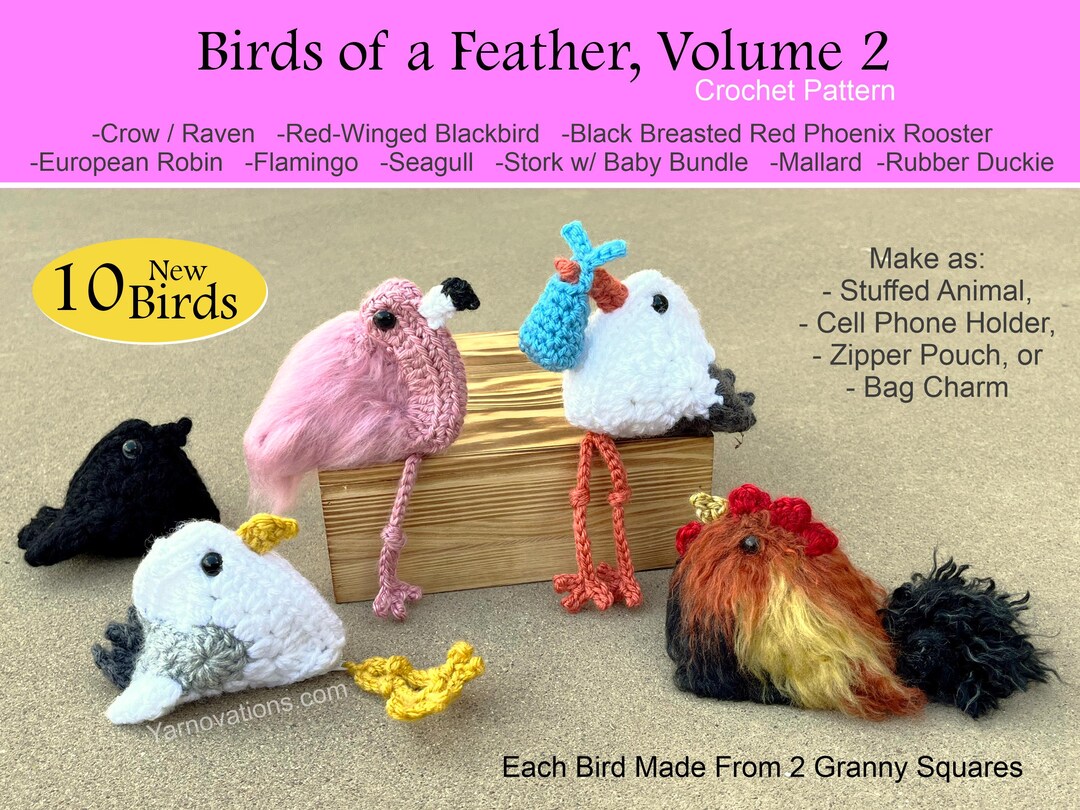 Birds of a Feather Vol. 2 Granny Square Rooster Crow Seagull Mallard ...