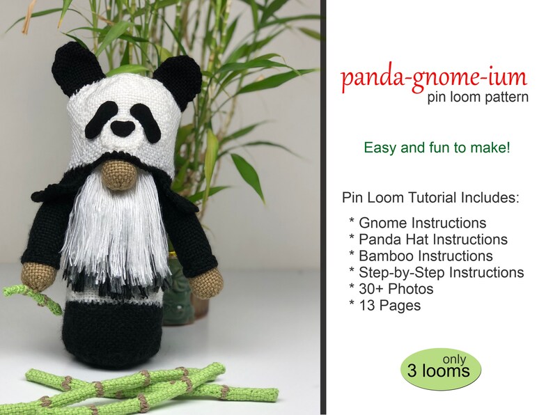 Panda-gnome-ium Pin Loom Pattern PDF Step by Step Instructions to Make ...