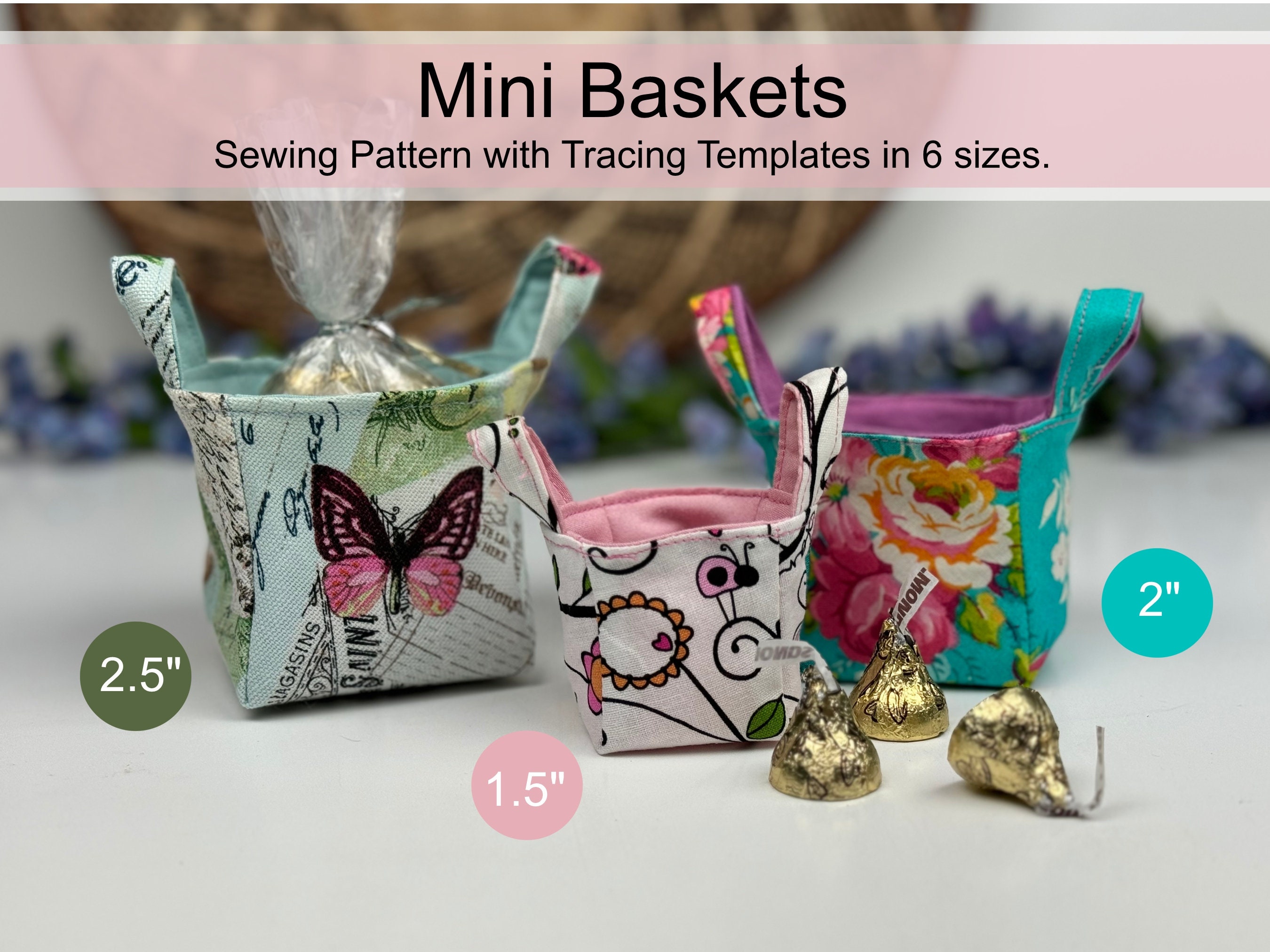 Reversible Miniature Basket Set Sewing Pattern PDF - 6 Sizes - Mini ...