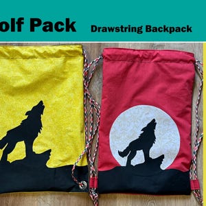 Wolf Drawstring Backpack Sewing Pattern With Tracing Templates 2 Sizes ...
