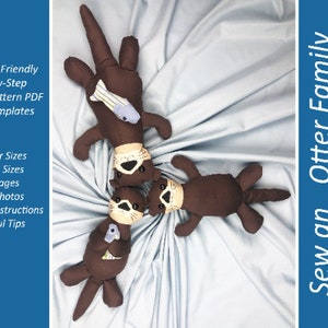 Otter Sewing Pattern PDF With Templates Mother and Pup Otter and Fish ...