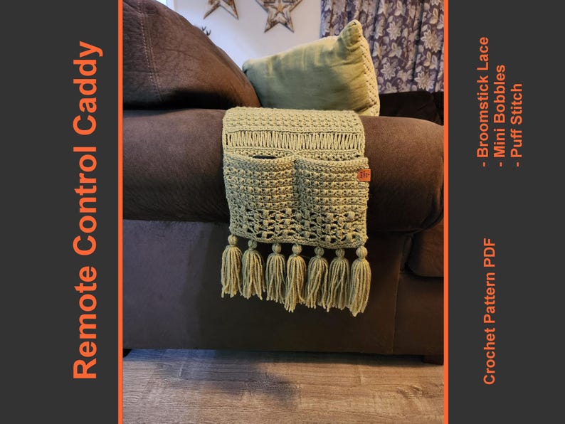 Remote Control Caddy for Arm Rest - Crochet Pattern PDF - Cell Phone ...