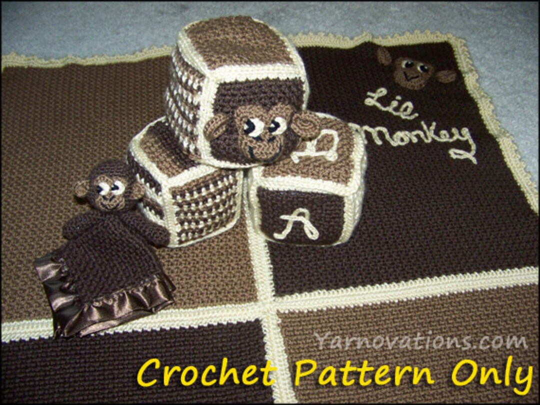 Lil Monkey Baby Blanket Security Blanket and Toy Blocks Set - Etsy