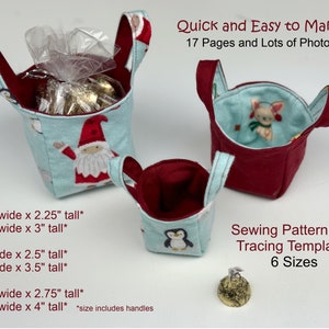 Reversible Miniature Basket Set Sewing Pattern PDF - 6 Sizes - Mini ...