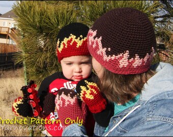 Flame Beanies and Mittens CROCHET PATTERN - Etsy