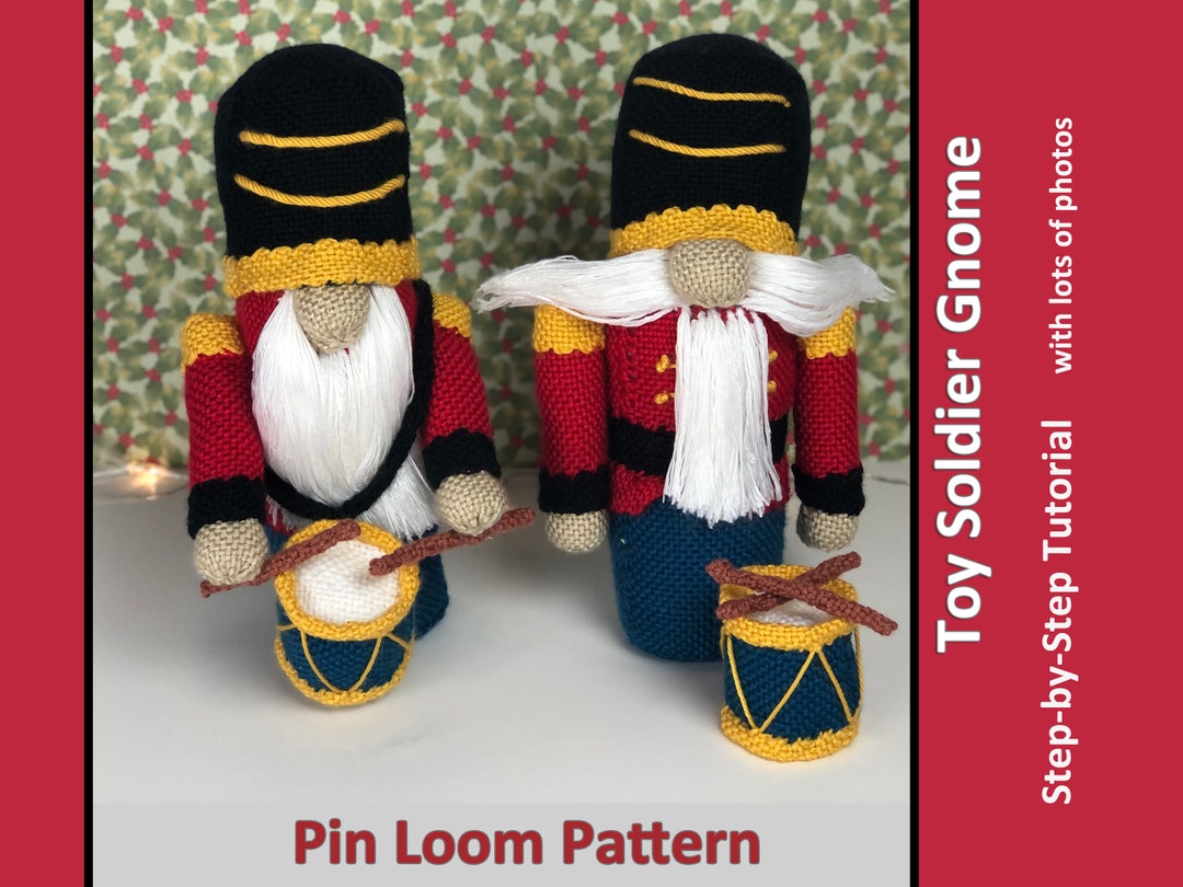 Toy Soldier Gnome Pin Loom Pattern Step by Step Tutorial Weaving ...