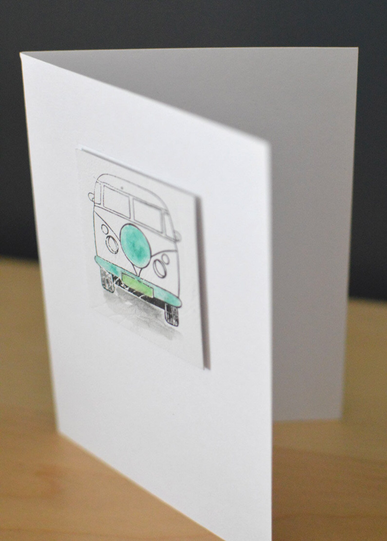 Camper Van Handmade Blank Card, VW Camper Hand Finished With ...