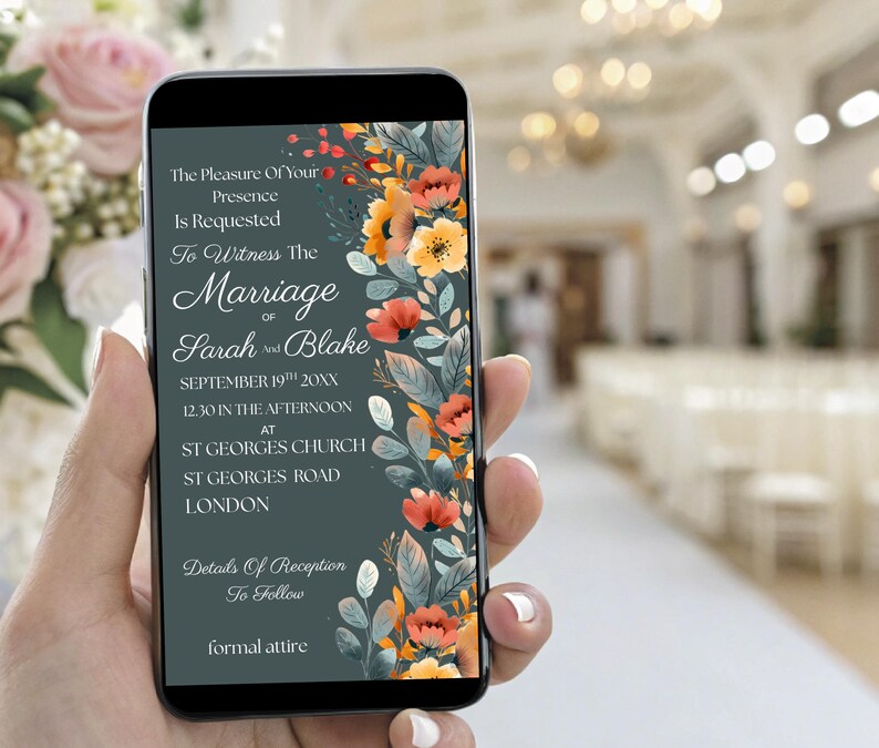 Wildflower Printable Wedding Invitation Bundle | Customisable Template ...