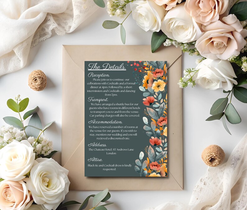 Wildflower Printable Wedding Invitation Bundle | Customisable Template ...