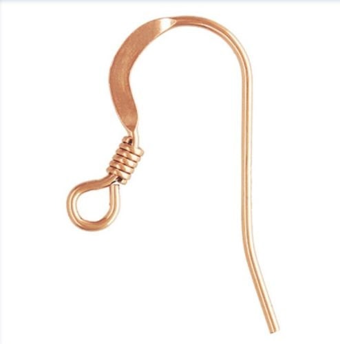 14k Rose Gold Filled Flat Fish Hook Ear Wire With Coil 10pcs | Etsy