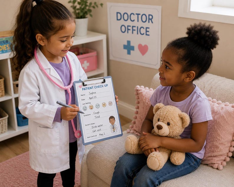 Pretend Nurse Check-up Sheet Printable for Kids | Medical Role Play PDF ...