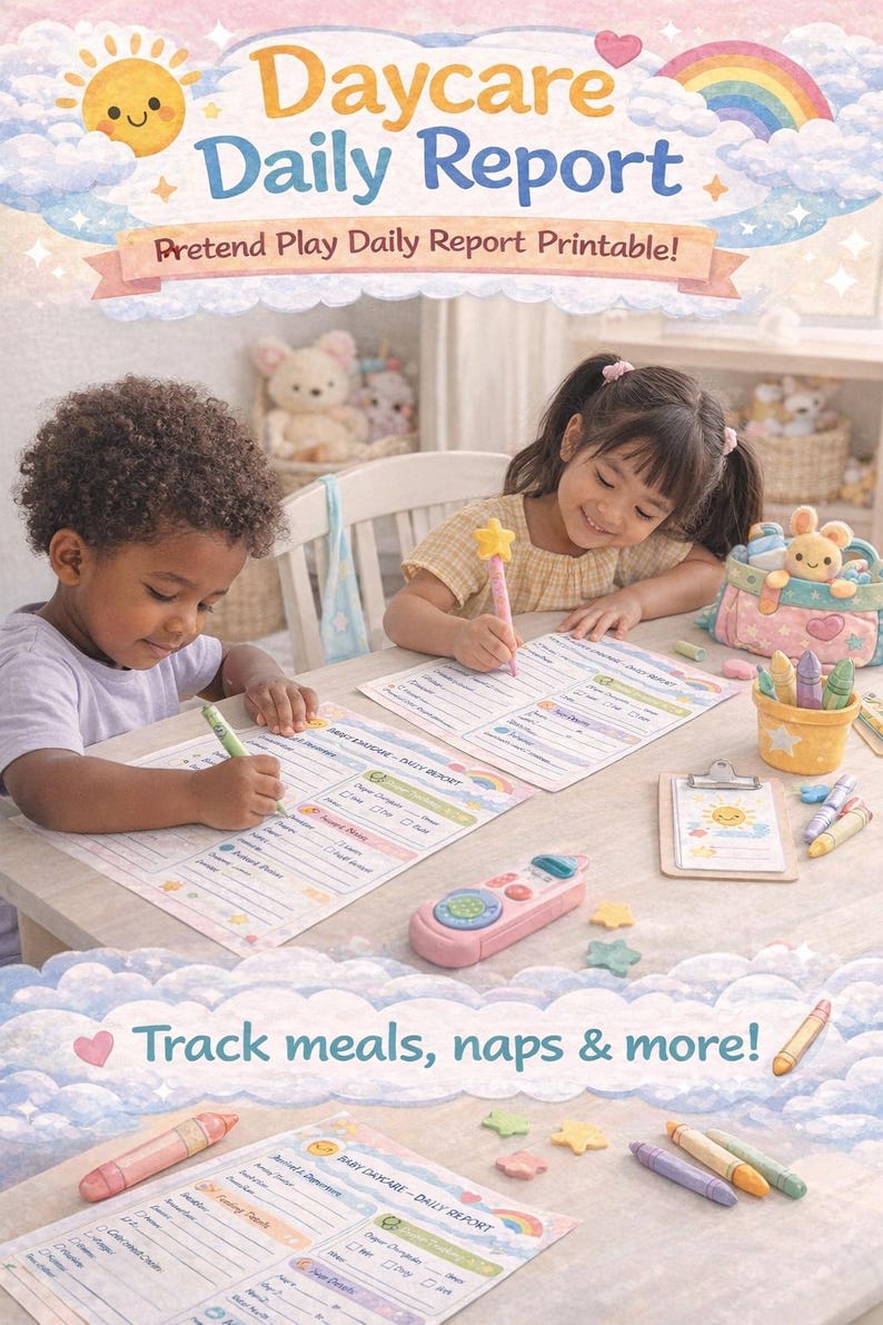 Daycare Daily Report Printable for Kids | Pretend Play Daycare Forms ...