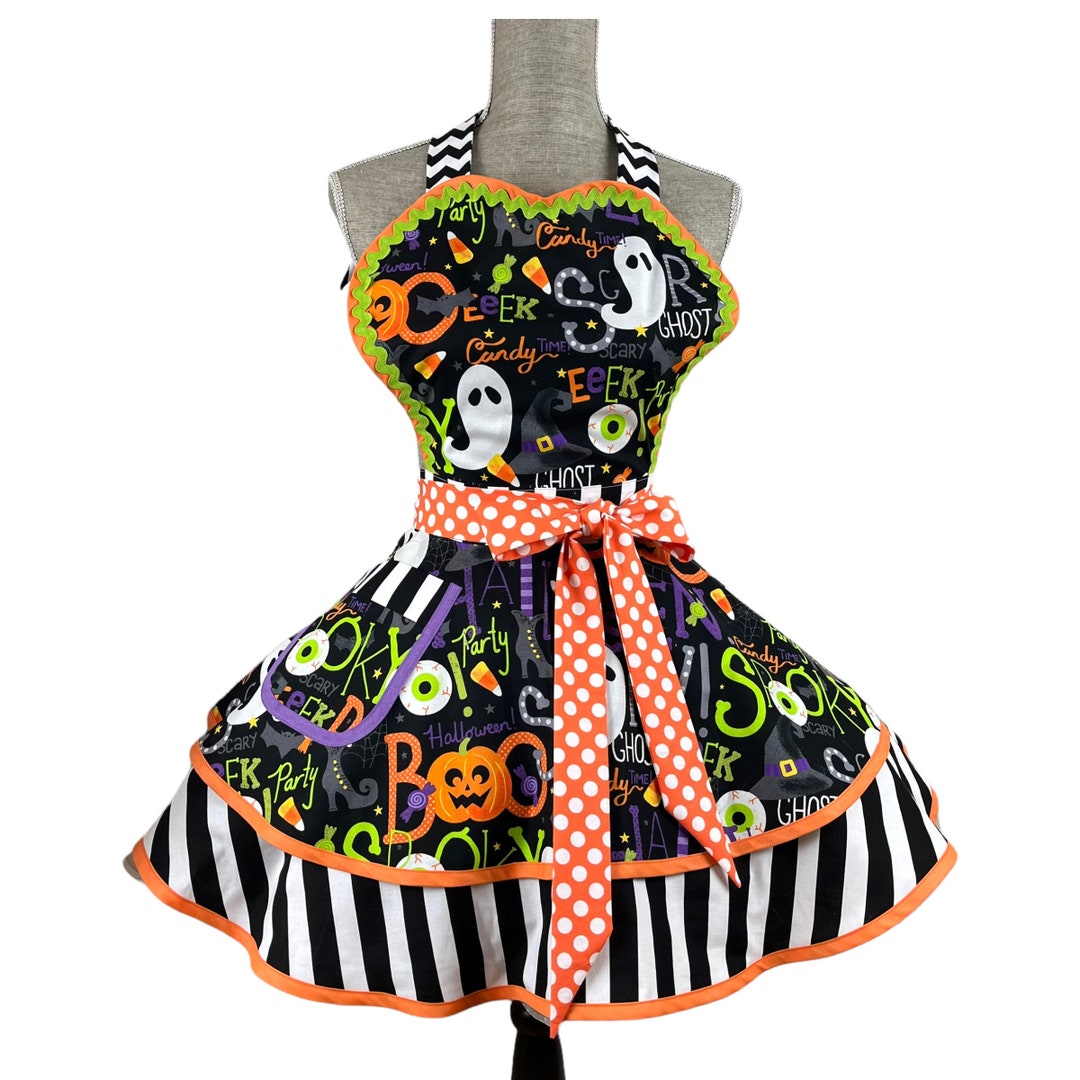 Halloween Kitchen Apron for Women, Apron for Cooking, Black Kitchen ...