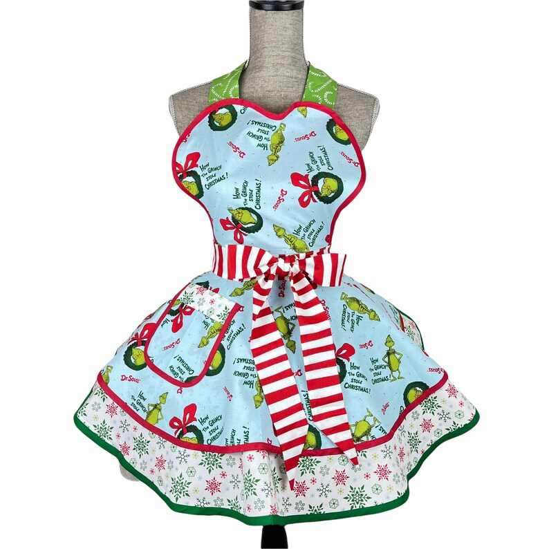The Grinch Christmas Apron for Women, Kitchen Apron, Baking Apron ...