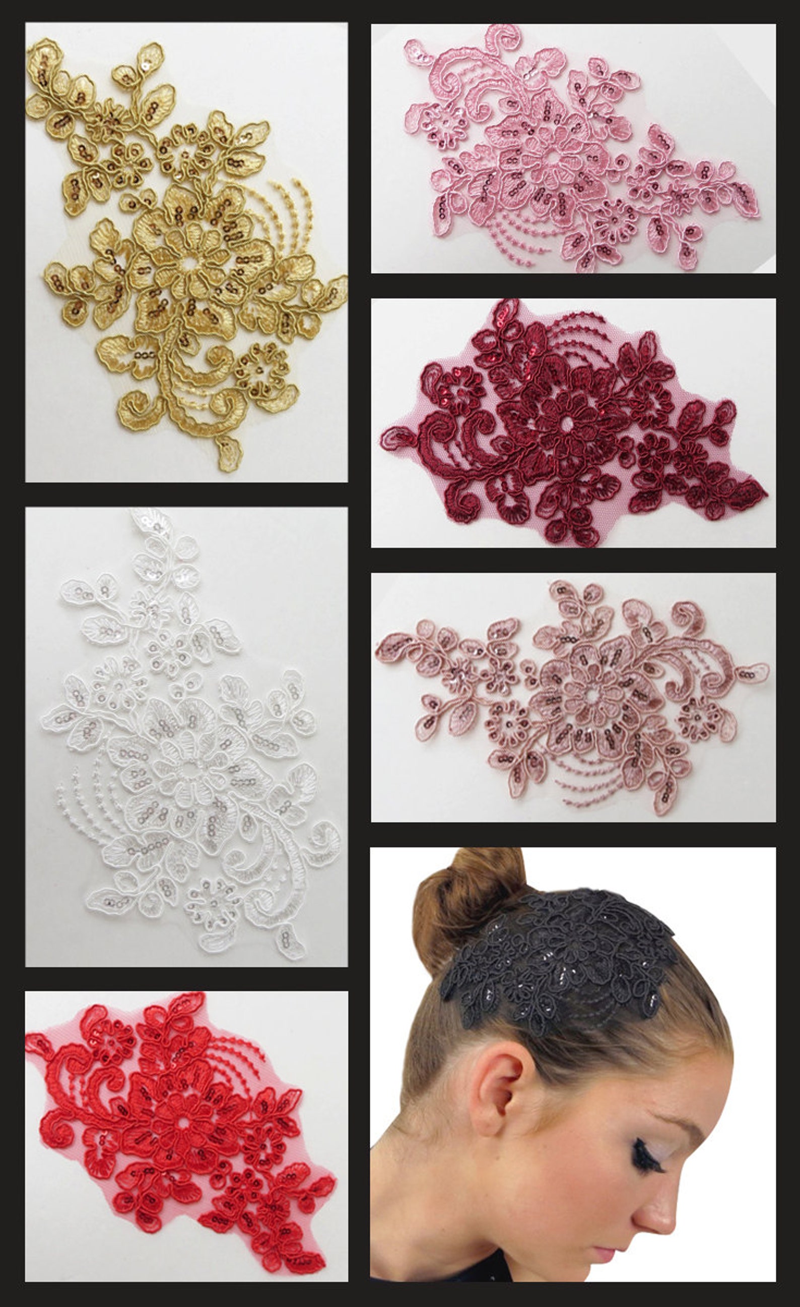 Floral Sequin Applique Hunter Green Embroidered Applique - Etsy