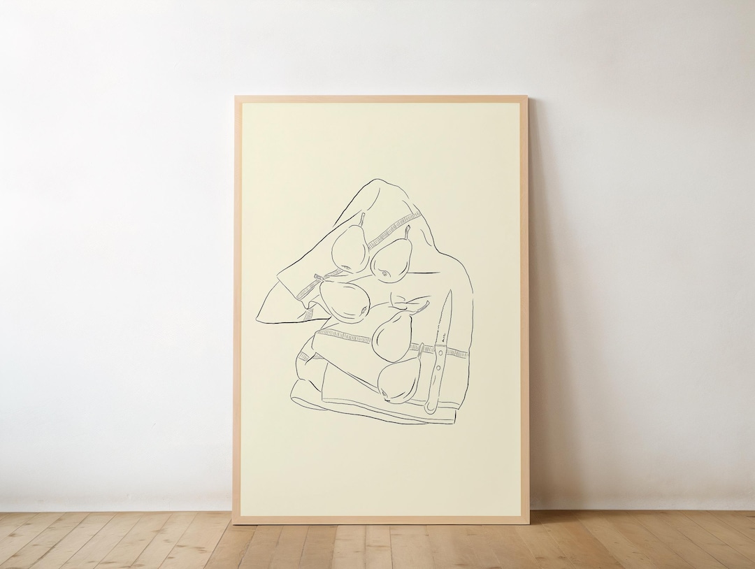 Pear Still Life Wall Art Print, Minimalist Fruit Line Drawing, French ...