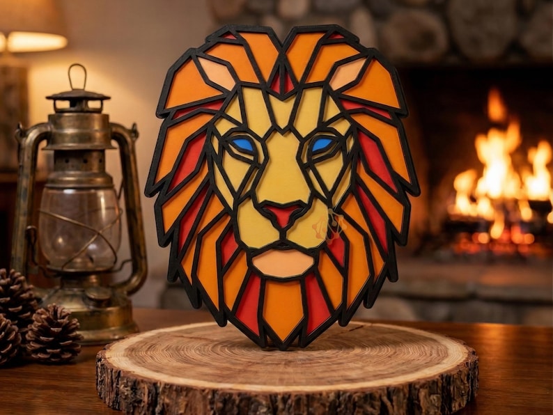 5-layer Lion Geometric Art - Laser Cut SVG - Tested on Creality Falcon ...