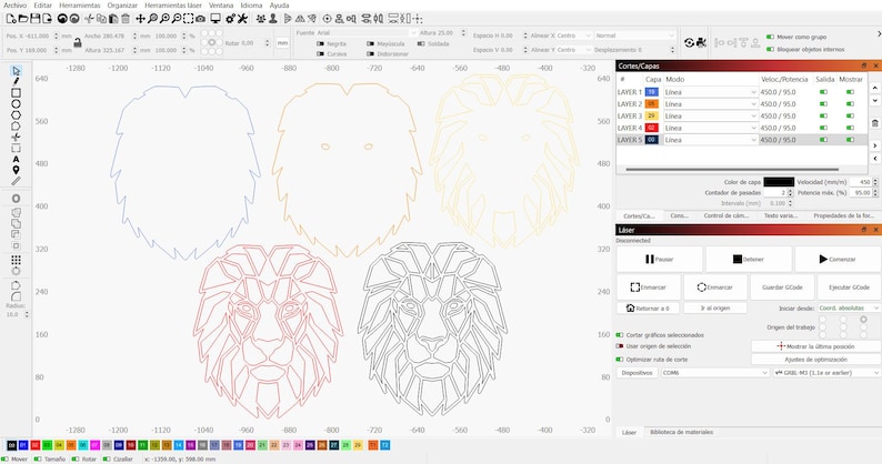 5-layer Lion Geometric Art - Laser Cut SVG - Tested on Creality Falcon ...