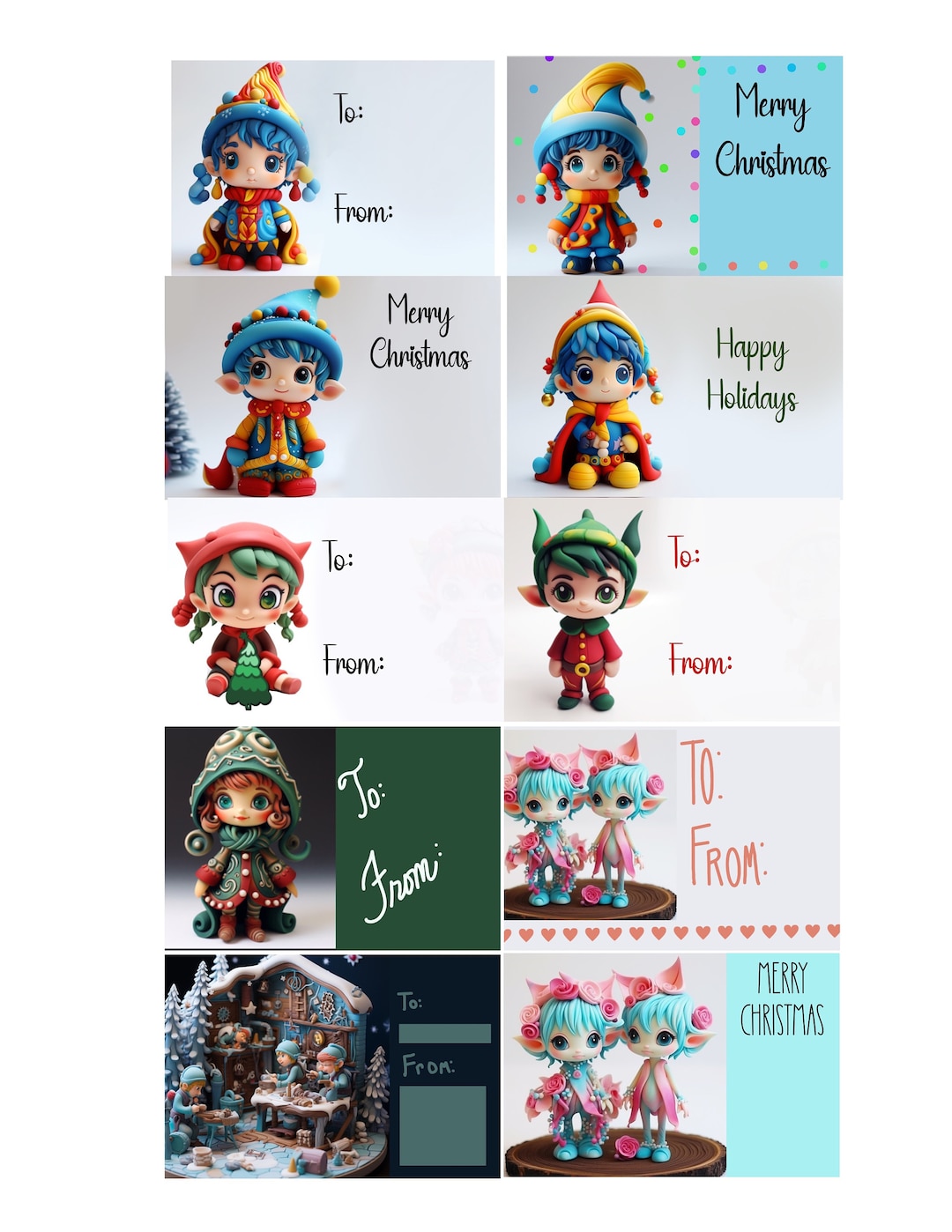 Cute Christmas Tags, Ai Images, Elf Tags, Instant Download, Printable ...