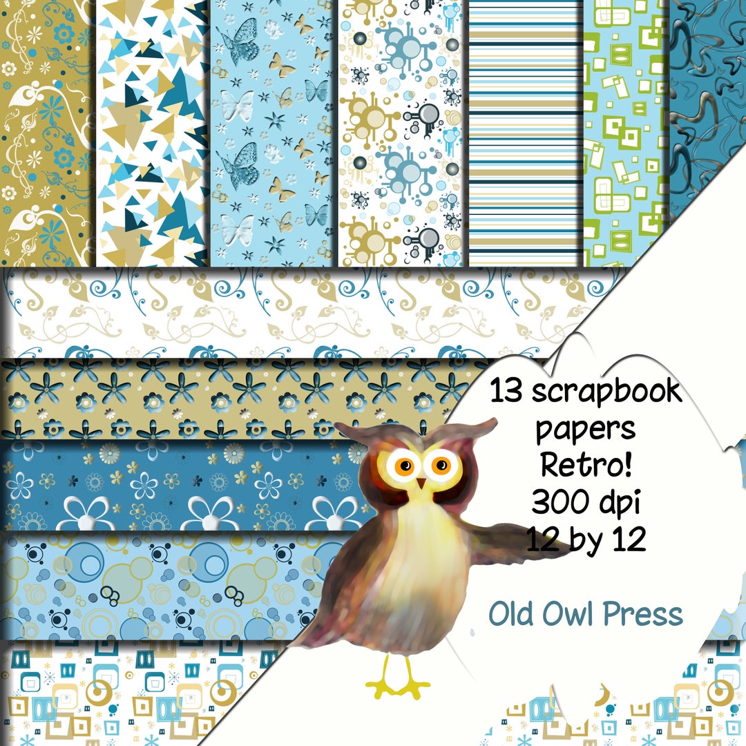 Digital Paper, Retro Patterns,scrapbook Paper, 13 Papers, Retro ...