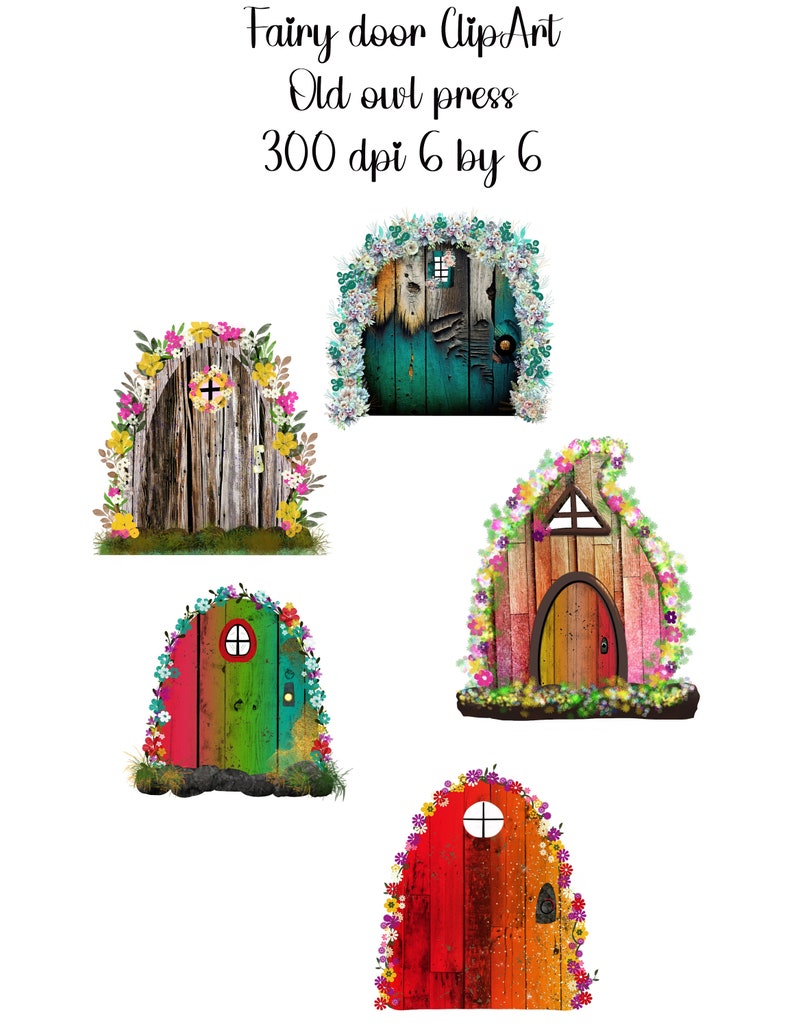 Fairy Doors Png Clip Art Colorful Doors Clipart Clipart for - Etsy