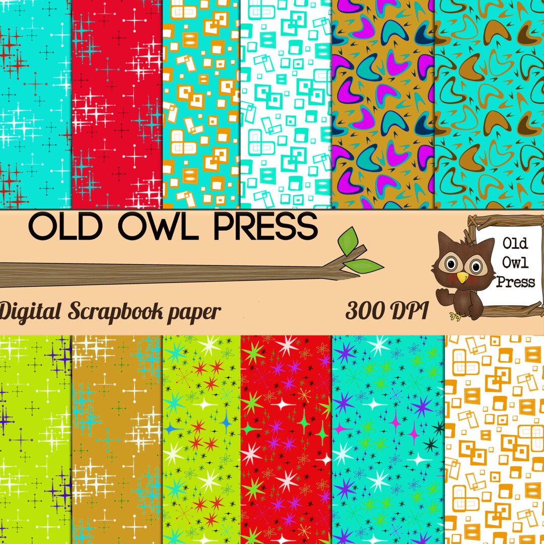 Atomic Retro Paper, Scrapbook Paper, Commercial Use, Retro Paper, Retro ...