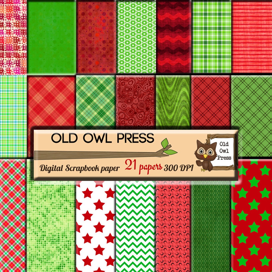 Red and Green Scrapbook Paper,christmas Paper, Scrapbook Paper, Instant ...