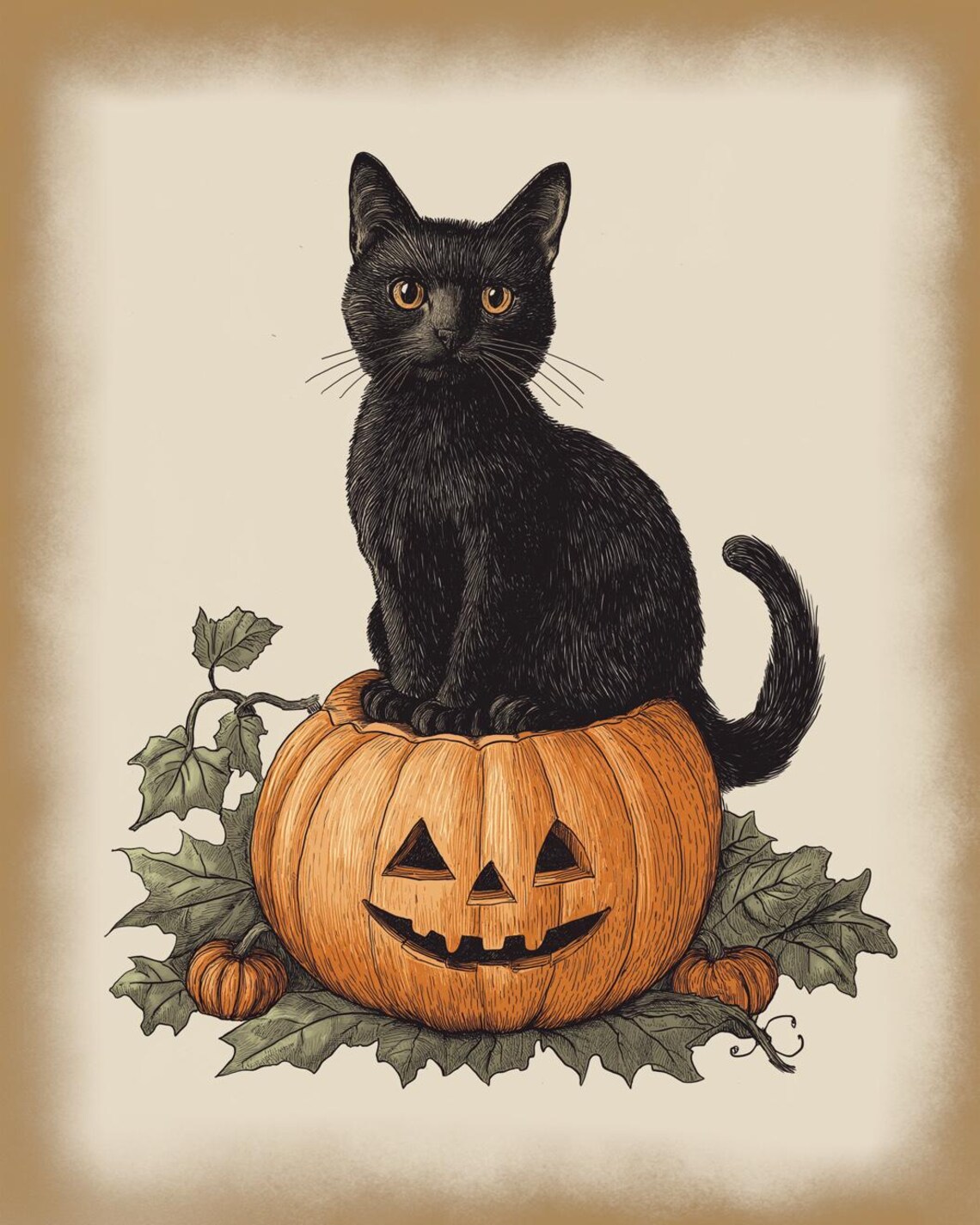 Cat in a Pumpkin Art Print, Art for Party, Printable Halloween Art ...