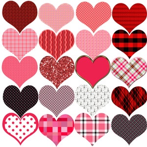Valentine Hearts, Instant Download, Commercial Use, Heart Clipart, 20 ...