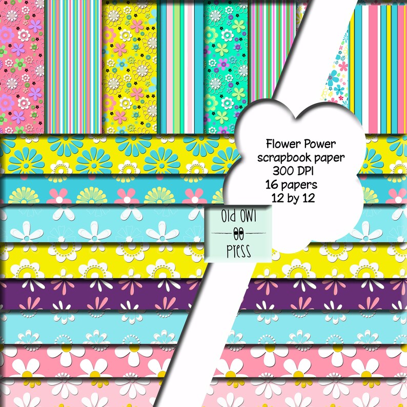 Spring Scrapbook Paperspring Paper Flowered Paper Striped - Etsy