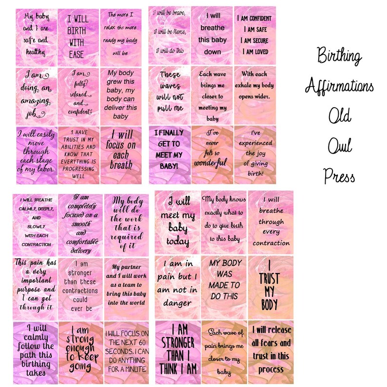 Printable Birthing Cards for Labor and Delivery, Child Birth ...