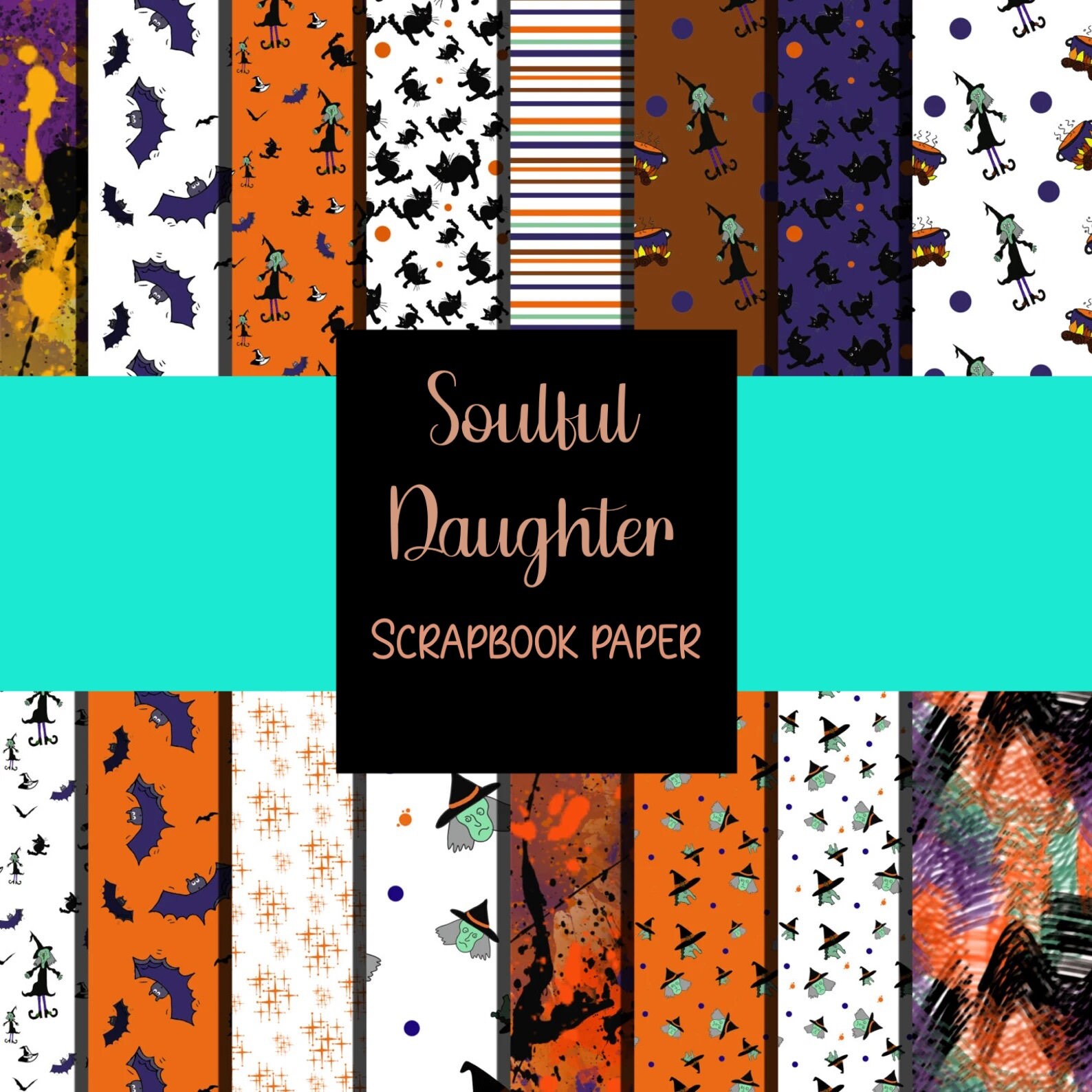 Halloween Scrapbook Printable Paper digital Scrapbook Paper - Etsy