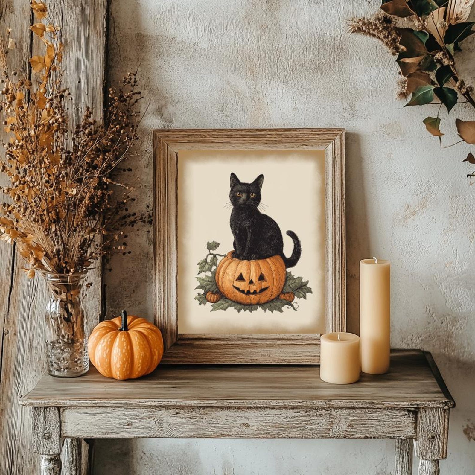 Cat in a Pumpkin Art Print, Art for Party, Printable Halloween Art ...