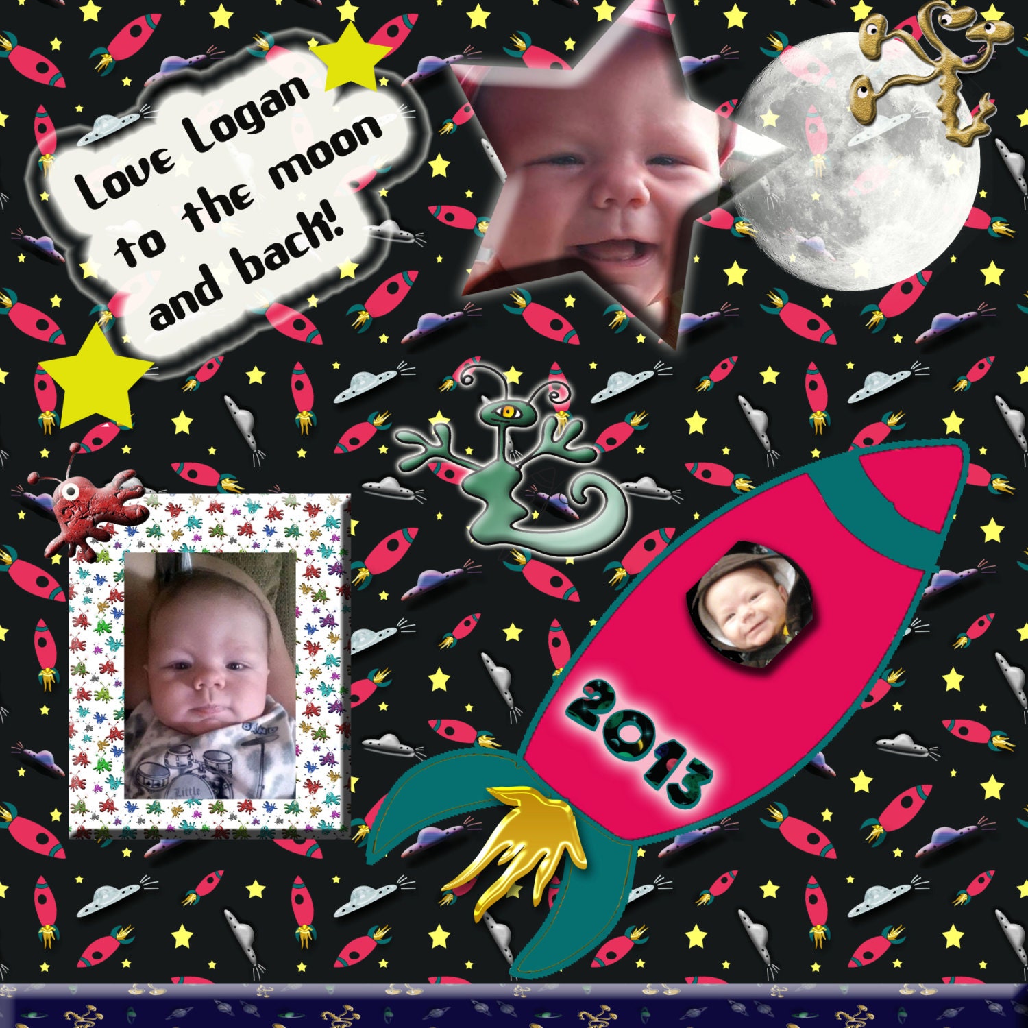 Alien Paper Scrapbook Paper 14 Papers Outer Space Paper | Etsy