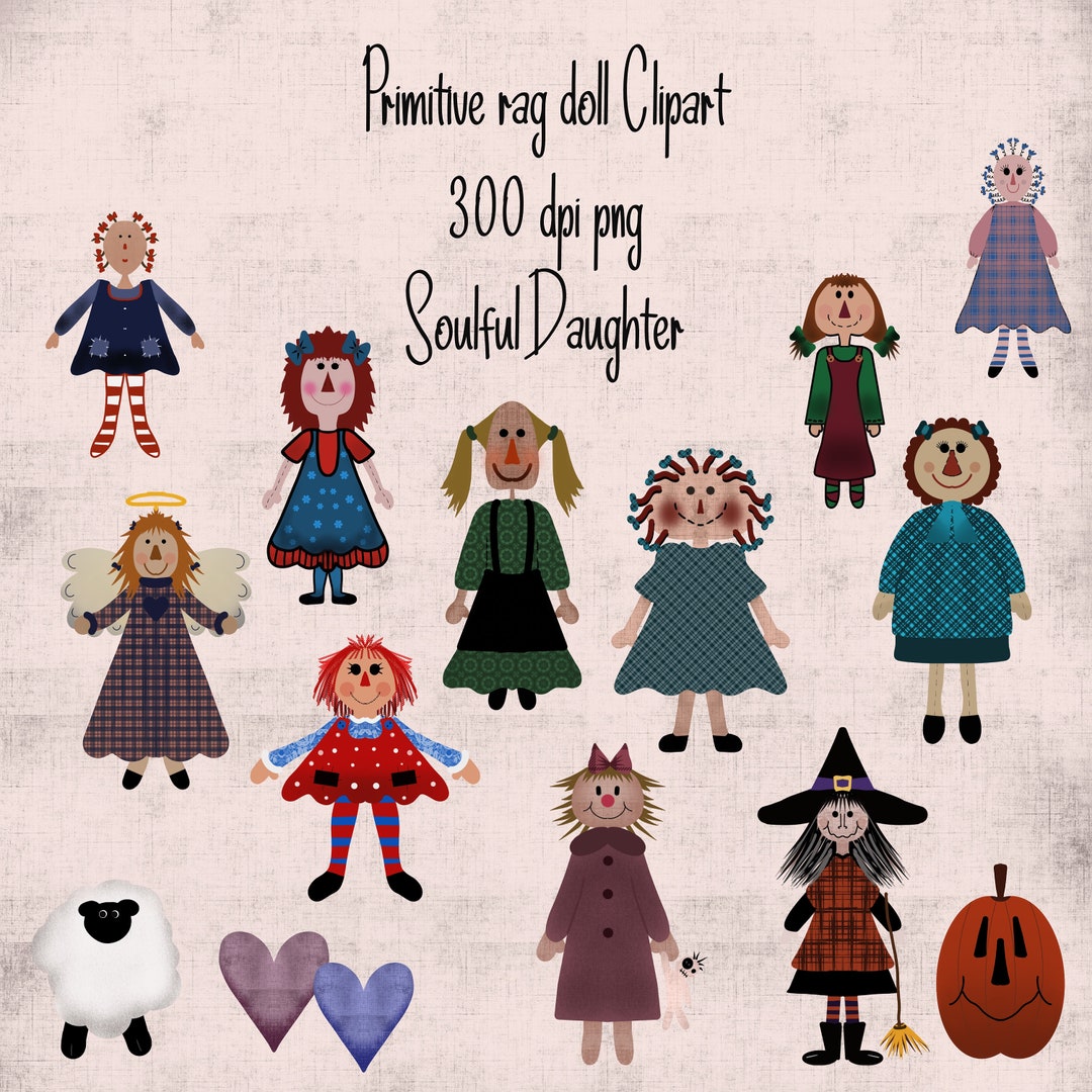 Prim Doll Clipart, Primitive Doll Png, Instant Download, Rag Doll ...