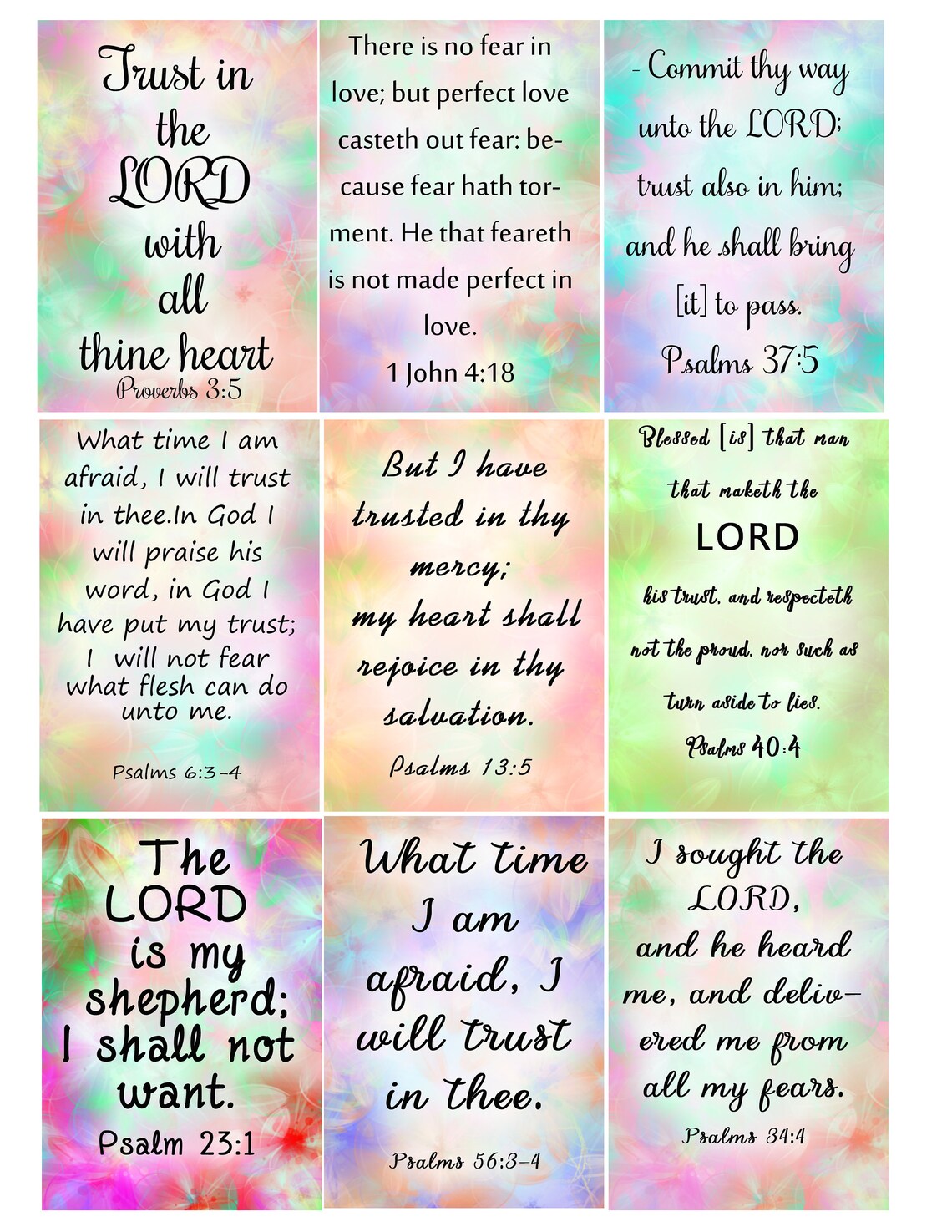 Printable Bible Cards Fear and Trust Cards Affirmation Card - Etsy