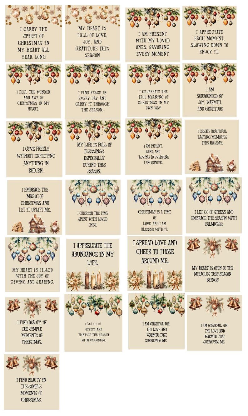 Christmas Affirmation Cards, Printable Motivational Affirmation Cards ...