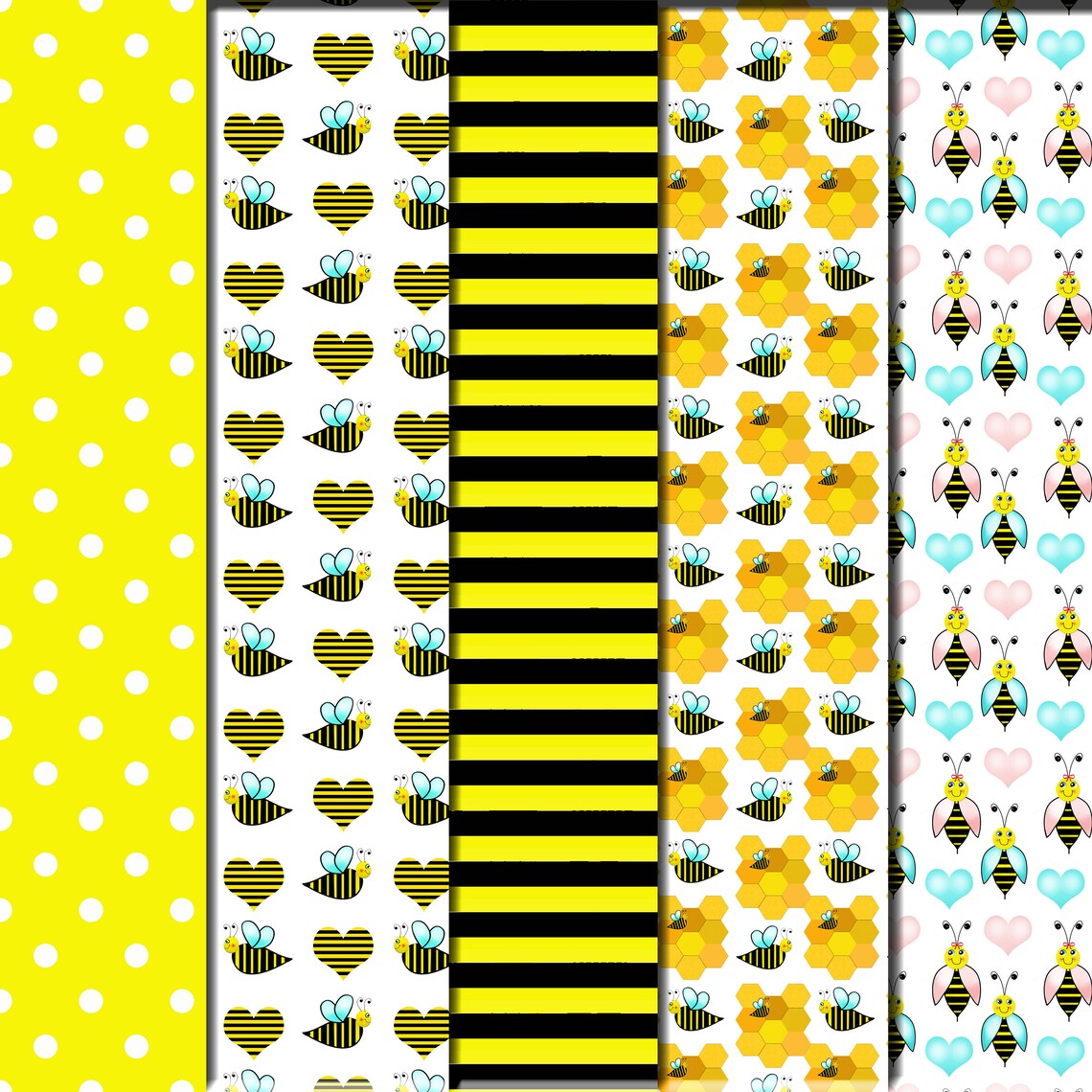 Bumble Bee Paper Scrapbook Paper Bee Design Paper Instant - Etsy