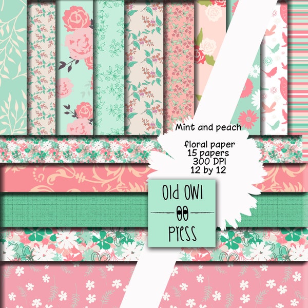 Mint and Peach - Etsy