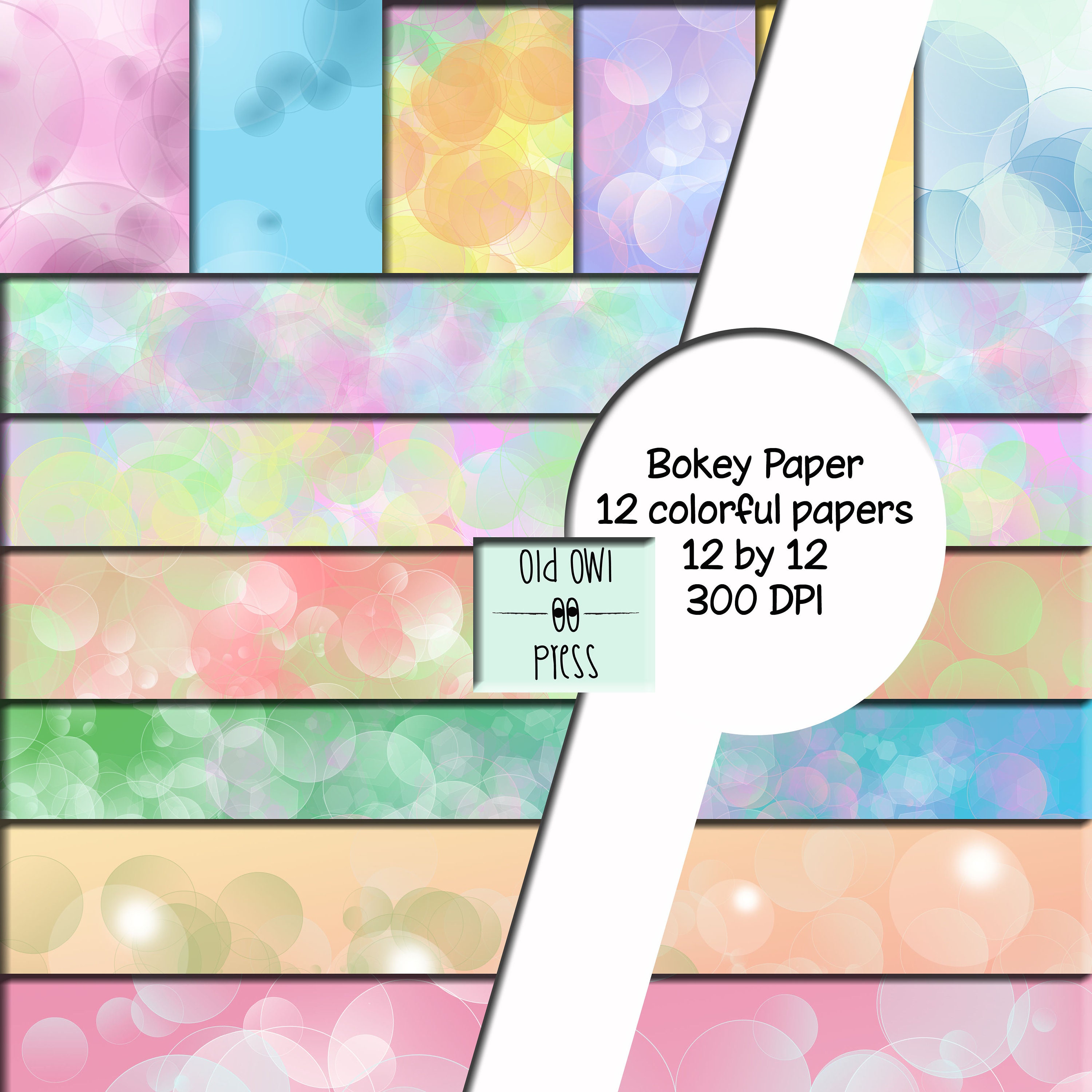 Bokeh Scrapbook Paper, Pastel Colors, Patterned Paper, Instant Download ...