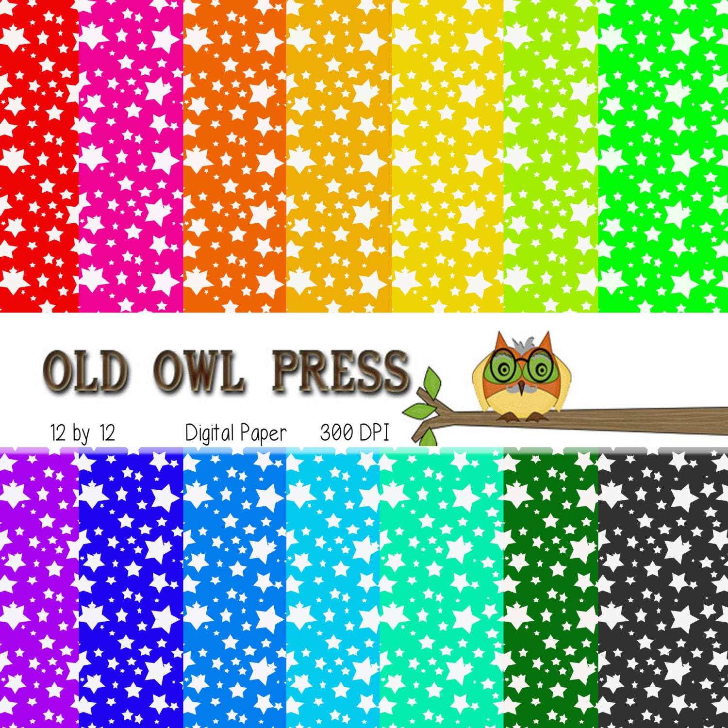 Star Paper, Rainbow Paper, Instant Download, Free Commercial Use, 14 ...
